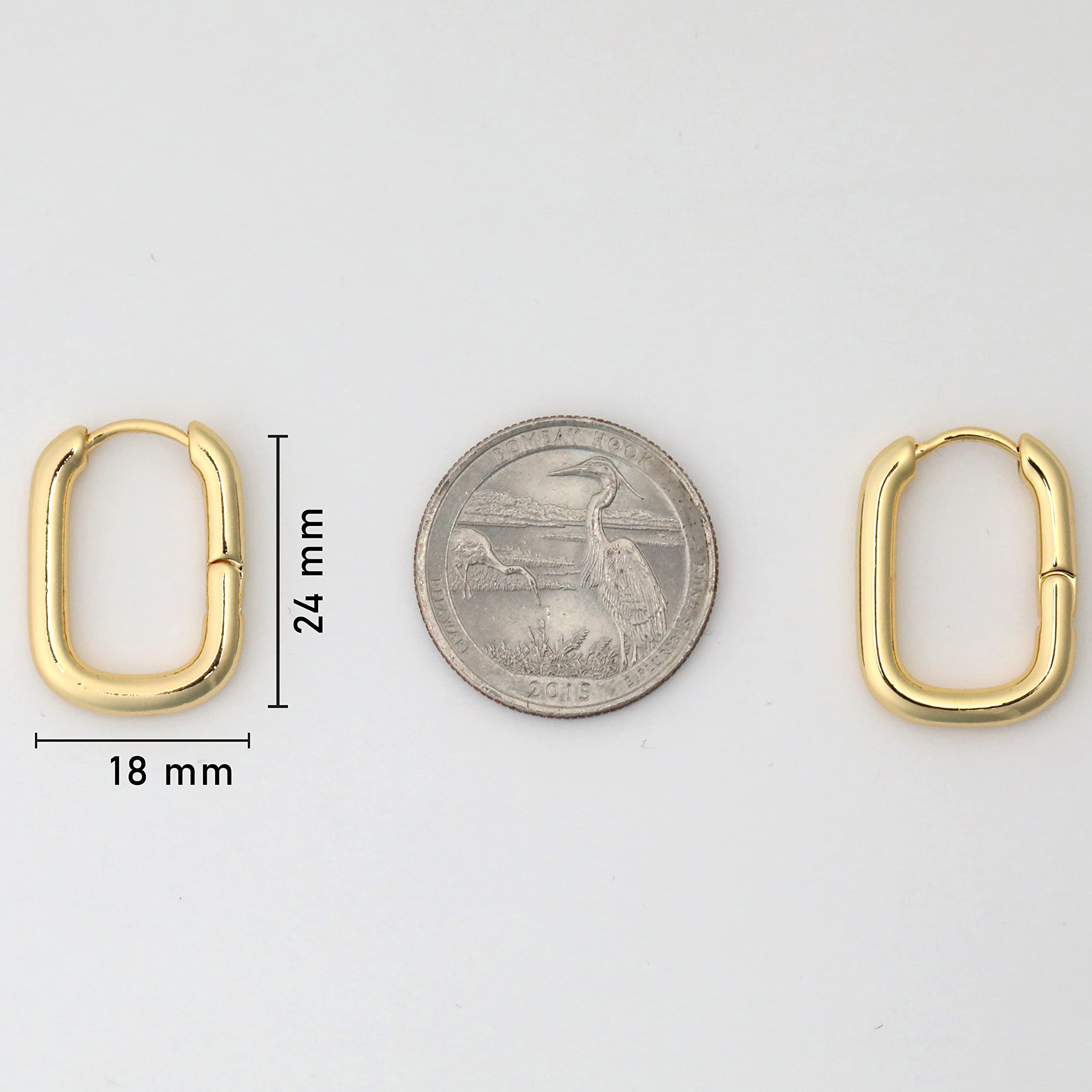 Chunky Gold Square Earrings for Women 14k Gold Filled Rectangular Earrings 1 Inch Hoop Hypoallergenic - Allergy Free MOBODUC