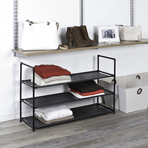 Richards Homewares Fabric Freestanding Shoe Rack, 3-Tier, Black
