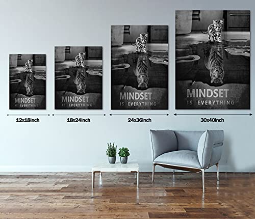 Black and White Inspiring Home Office Wall Pictures with Motivational Quotes Take The Risk Or Lose The Chance Hand with Poker Creative Artwork for Study Room Studio Wall Decor Framed Decor-24 Wx36 H