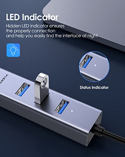 LENTION USB C Hub Ethernet Adapter, 3 USB 3.0 Ports, RJ45 Network Connector for 2023-2016 MacBook Pro, New Mac Air/iPad Pro, Chromebook, More, Stable Driver Certified (CB-C23s, Space Gray)
