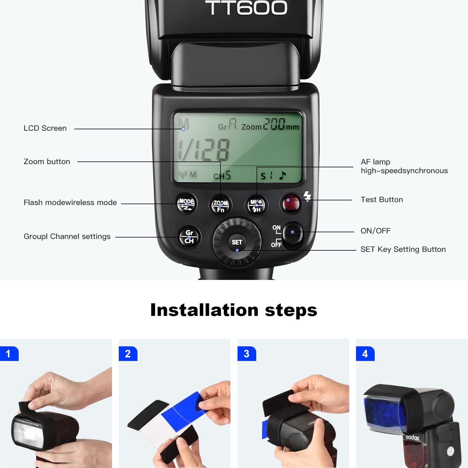 Godox TT600 GN60 2.4G 1/8000s Camera Flash Speedlite, 230 Full Power Flashes, 0.1-2.6s Recycle Time, Compatible for Canon, Nikon, Pentax, Olympus and Other DSLR Cameras with Standard Hotshoe & Filte