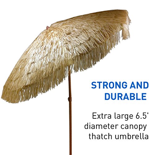EasyGo 6.5' Thatch Patio Tiki Umbrella Tropical Palapa Raffia Tiki Hut Hawaiian Hula Beach Umbrella - BEST SELLING