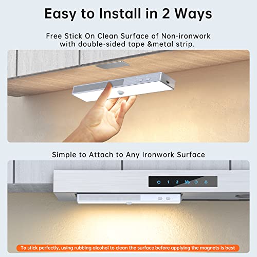 LED Closet Light with Charging Station, 30LEDs Dimmer Rechargeable Motion Sensor Under Cabinet Lighting with Remote Control, Wireless Stick-Anywhere Night Light for Wardrobe,Kitchen-6 Pcs