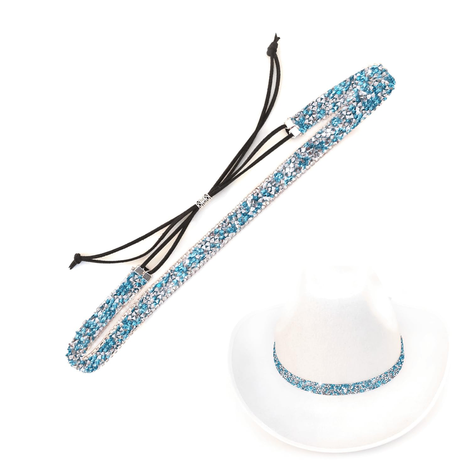 CEXDEXIONC Cowboy Hat Band for Woman Pink Crystal Rhinestone Cowgirl Hat Band Bling Hat Accessories Adjustable Size Gift Boxed