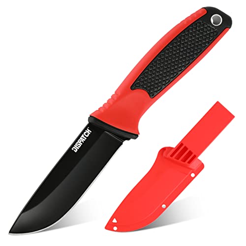 Dispatch Tactical Fixed Blade Outdoor Knife Bushcraft Survival Hunting Tool, Non-slip Stylish Handle, with Practical Sheath, for Camping, Hunting, Adventure, 8'' Closed