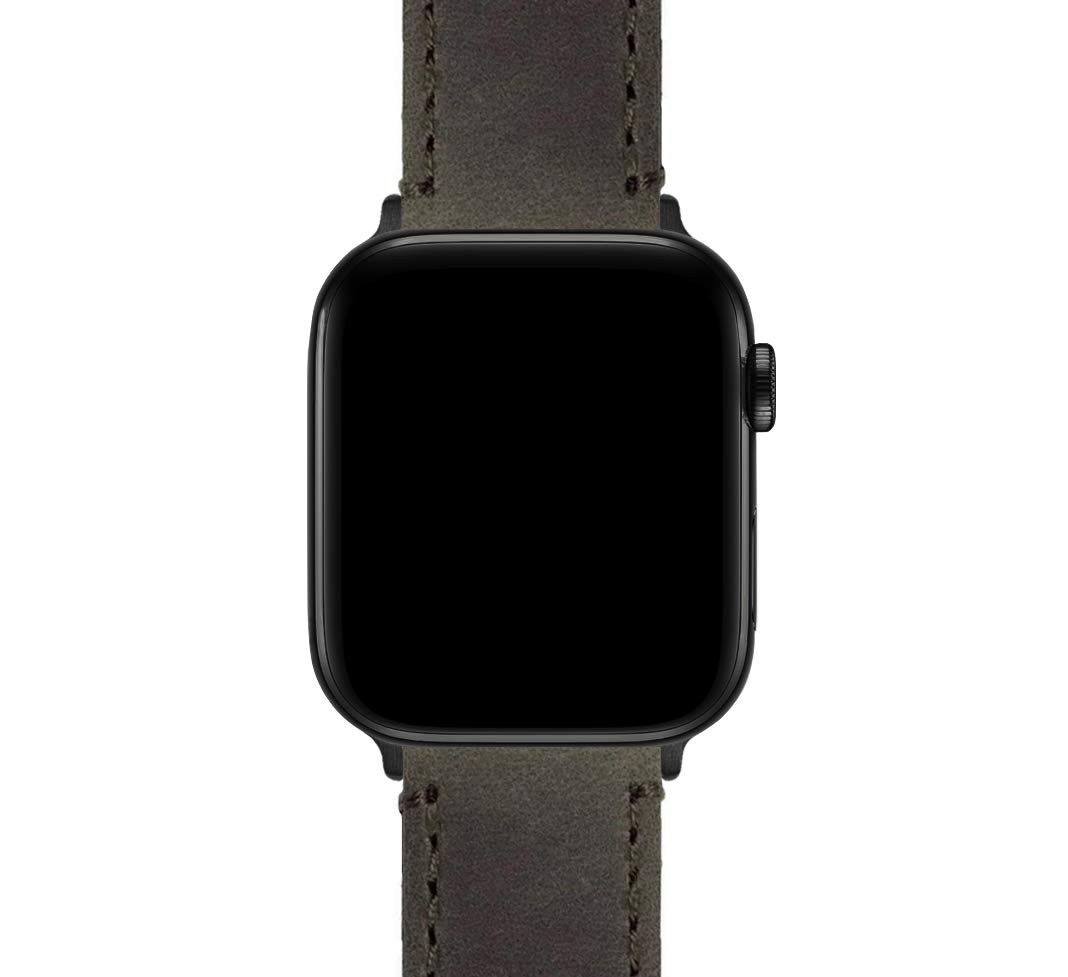 BARTON WATCH BANDS 42mm/44mm/45mm/49mm Espresso Brown - Top Grain Leather Watch Bands Compatible with all Apple Watch Models - Black Hardware