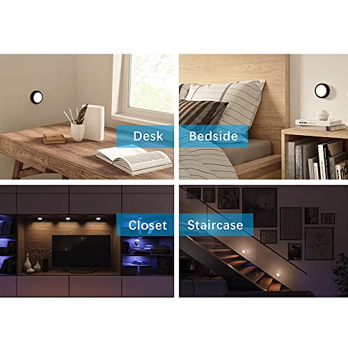 HOLKPOILOT Puck Lights with Remote, Color Changing LED Puck Lights, Battery Operated dimmable Under Cabinet Lights, Under Counter Lights with Timer (4 Pack)