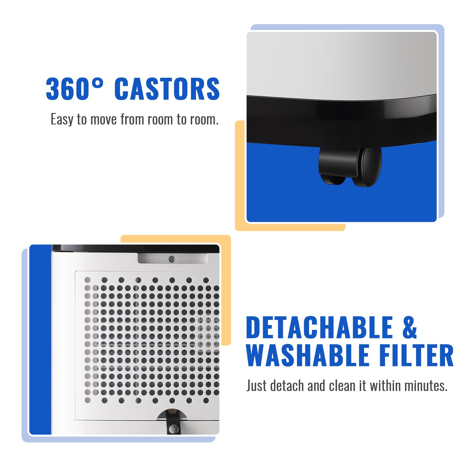 WANAI 30 Pints Dehumidifier for Basements with Drain Hose, 2500 Sq.Ft Dehumidifiers Auto Drain or Manual Drainage, Small Dehumidifier for Home Bedroom Bathroom with 2.2L Water Tank, 3 Modes, 24Timer