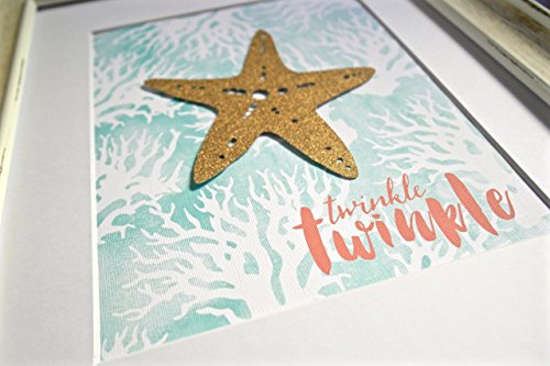 Teal, Coral and Gold Starfish Nursery Art, Starfish Decor - Twinkle Twinkle