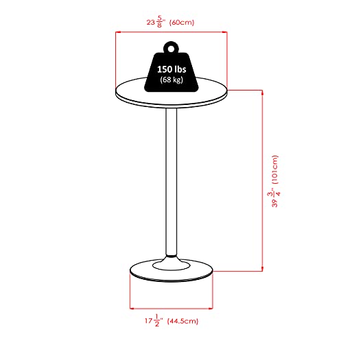 Winsome Obsidian Pub Table Round Black Mdf Top with Black Leg And Base - 23.7-Inch Top, 39.76-Inch Height, Pack of 1