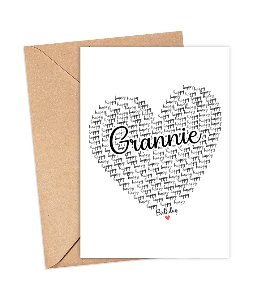 Happy Birthday Grannie Card - Cute Happy Birthday - Birthday Greeting Card - Sweet Birthday Card For Grannie - Anniversary-Thank You Card - Heart Happy Birthday Mom - I Love You Grannie Card