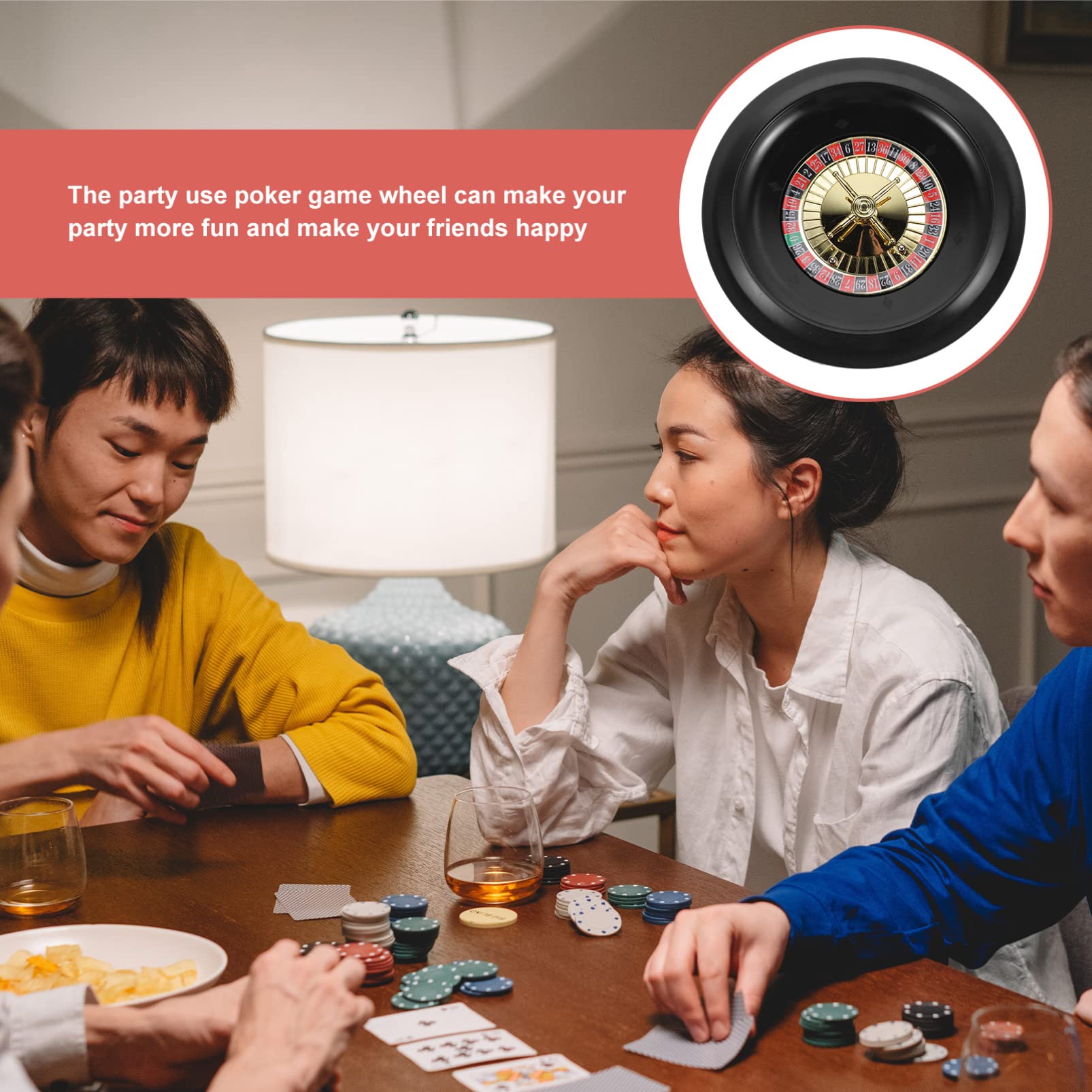 Cabilock Poker Table Roulette Wheel Table Poker Wheel Rotating Poker Wheel Prop Game Wheel Poker Game Prop Party Game Prop Poker Supply Decorative Poker Wheel Plastic