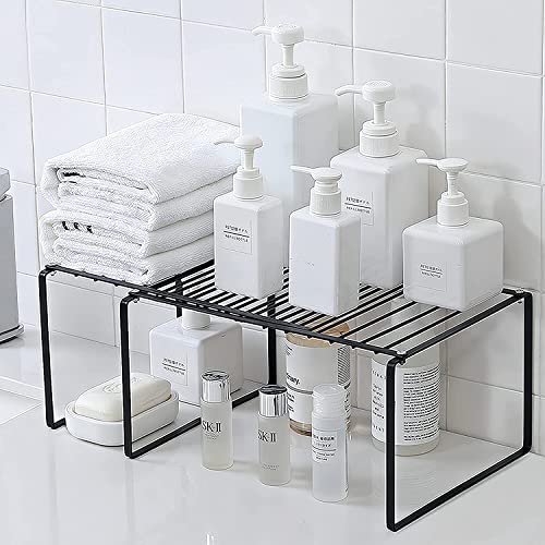 Expandable Stackable Kitchen Cabinet Storage and Counter Shelf Organizer,Shelf Risers,Kitchen Shelves, Cabinet Organization with Spice Rack,Space Saving in Kitchen, Pantry, Bathroom, Bedroom, Office