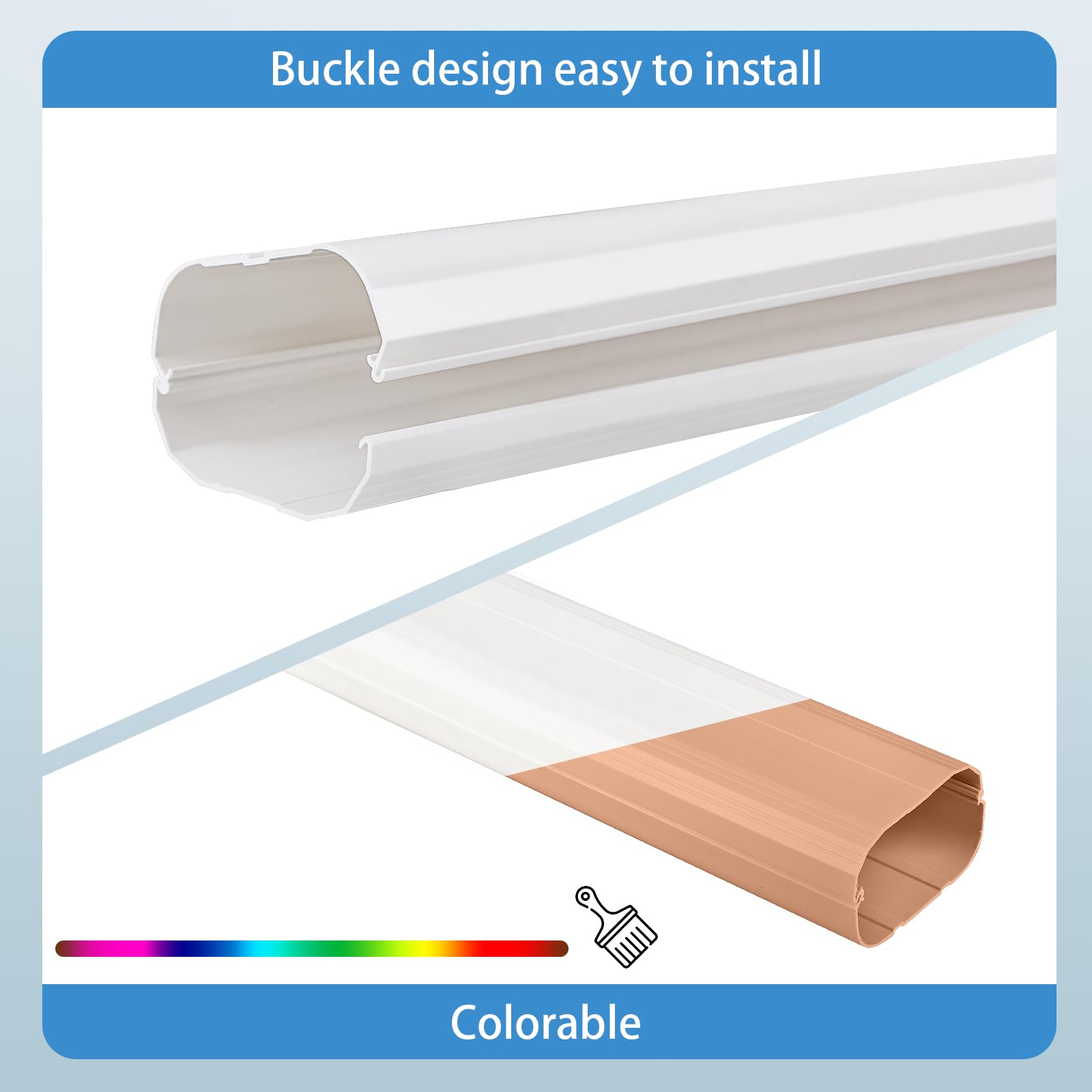 GUYAAC 3" W 7.5Ft L Air Conditioner Decorative PVC Line Cover Kit for Mini Split Air Conditioners and Heat Pumps