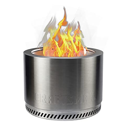 CRAFTSMAN 19.5" Smokeless Wood Fire Pit Portable Stainless Steel Camping, RVing, Backyard Bonfire fire Pit