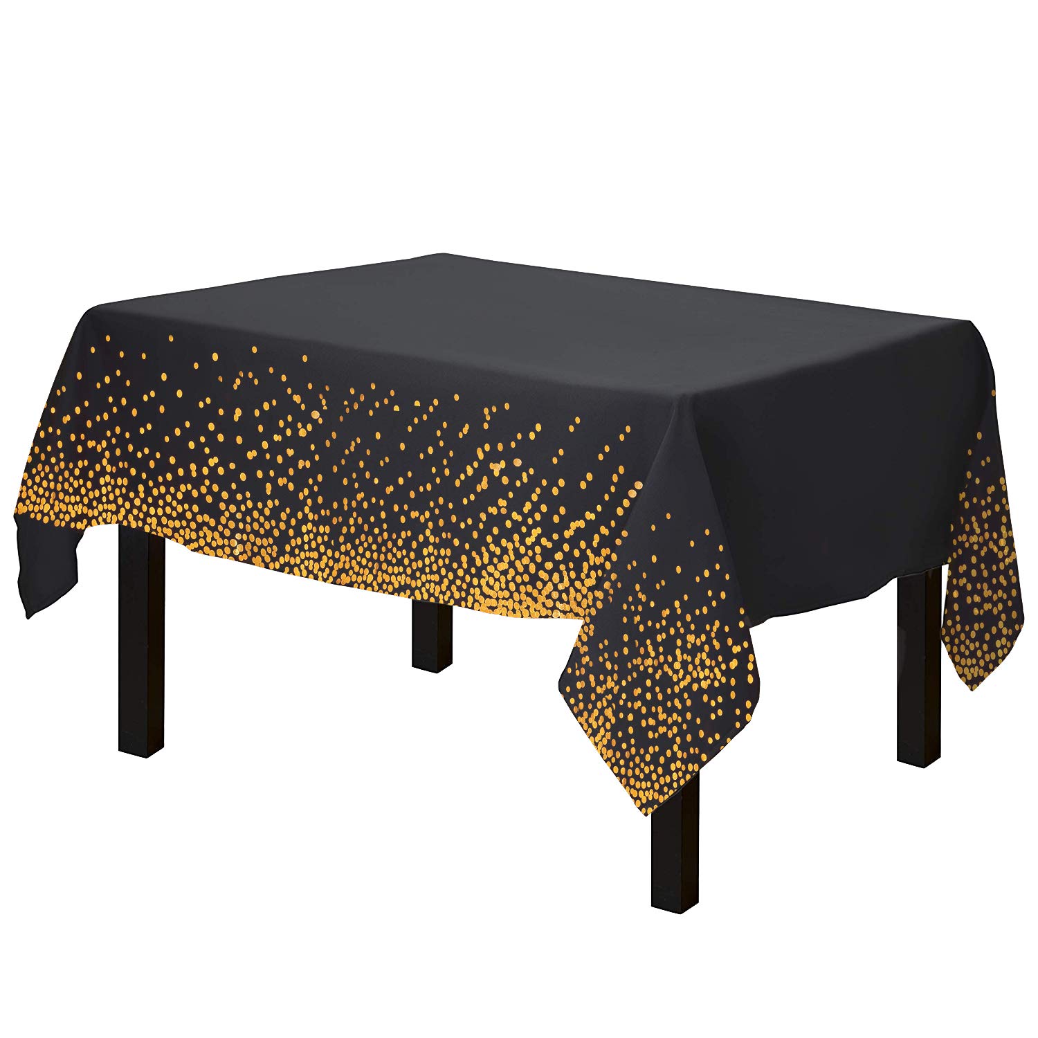 Black Confetti Plastic Tablecloths for Rectangle Tables 1 Pack 54" x 108" Party Table Cloths Disposable for 6 to 8 Foot TablesParties Birthdays Weddings Christmas Anniversary Buffet Table (Black, 1)