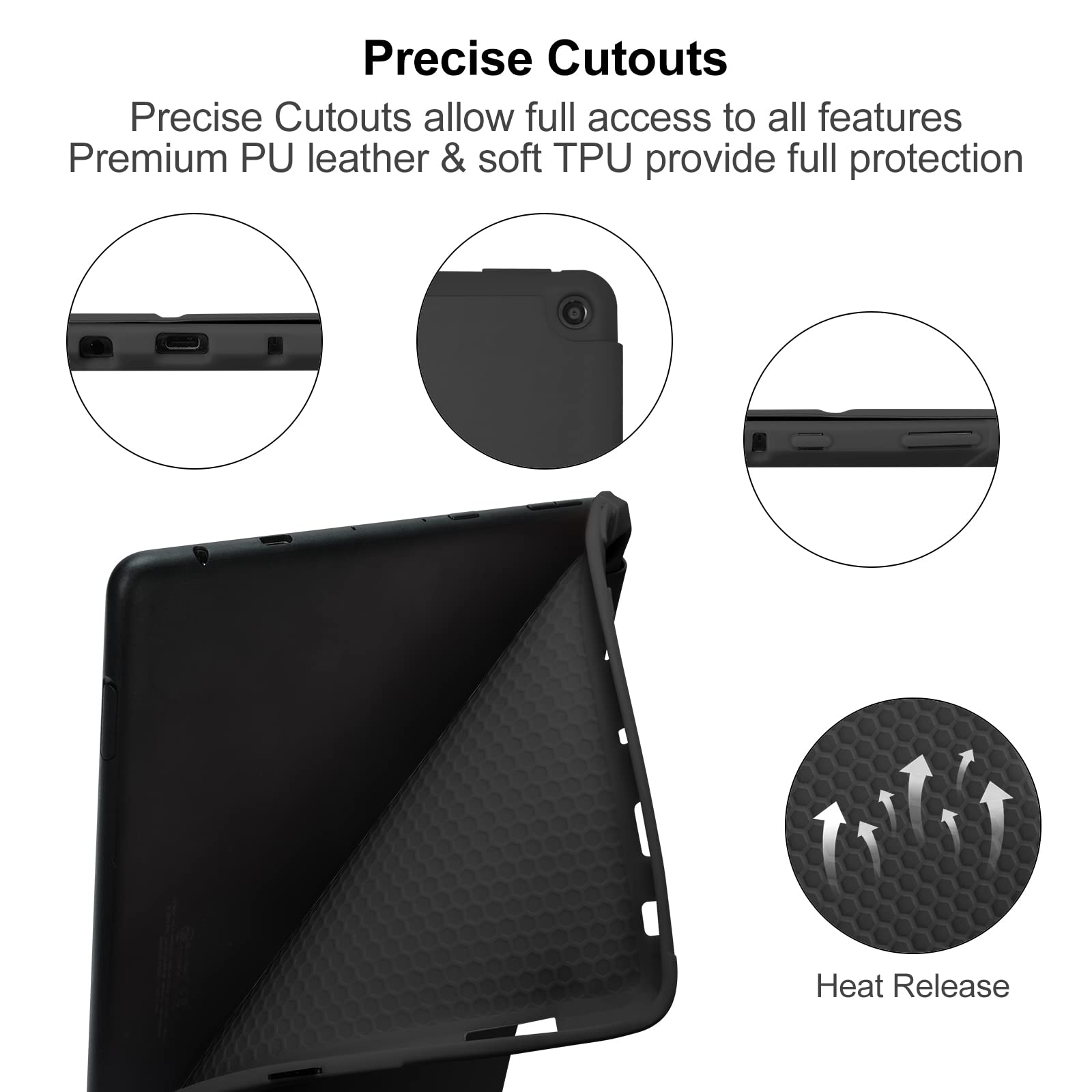 Case for All-New Amazon Kindle Fire HD 10 & Fire HD 10 Plus Tablet (2021 Release, 11th Generation) 10.1" - Slim Folding Stand Cover PU Leather Folio Protective Case with Auto Wake/Sleep (Blue)
