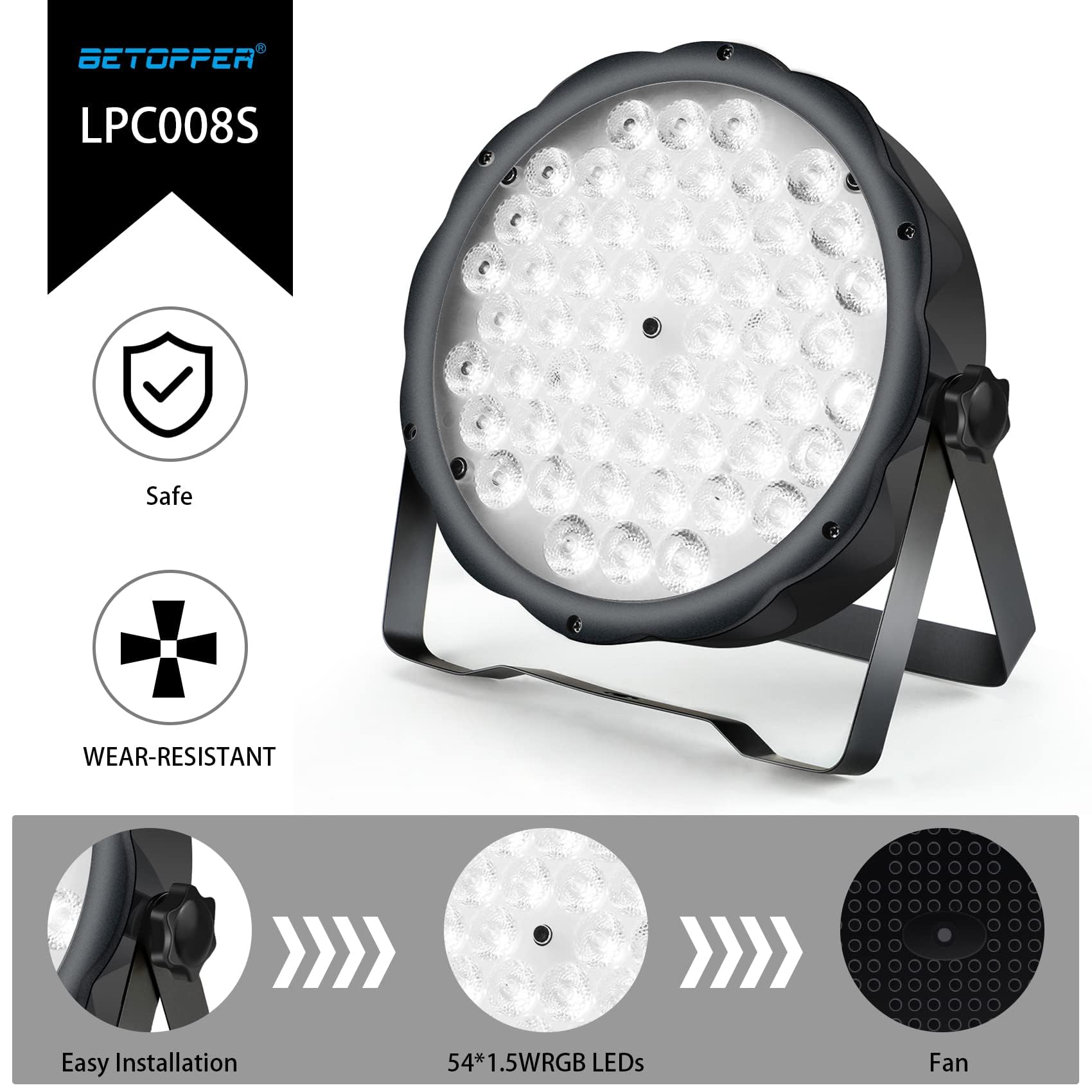 BETOPPER LED Par Lights 54 x 1.5W