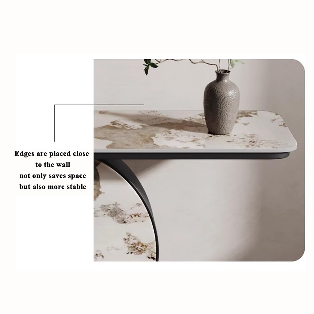 Black Console Table, Rock Plate Entryway Table, Narrow Sofa Table with Round Metal Base, Modern Accent Table Entrance Table for Entrance, Living Room, Foyer (Color : Style 4, Size : 100x30x80cm)