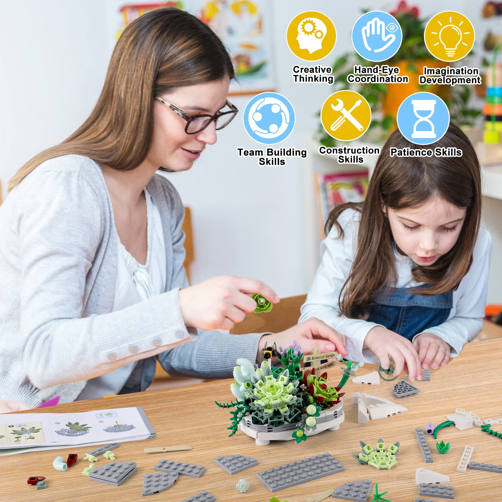 Bonsai Model Building Kit, Succulent Mini Bricks Building Block Set Flower, Creative DIY Simulation Particle Botanical Collection Construction Building Toy (Not Compatible with Lego Sets 389pcs