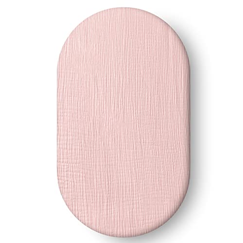 Ultra Soft Muslin Bassinet Sheet for Baby Girl and Boy,Breathable Organic Cotton Bassinet Sheets Fitted for 30’’x16’’ Standard Bassinet (Pink)