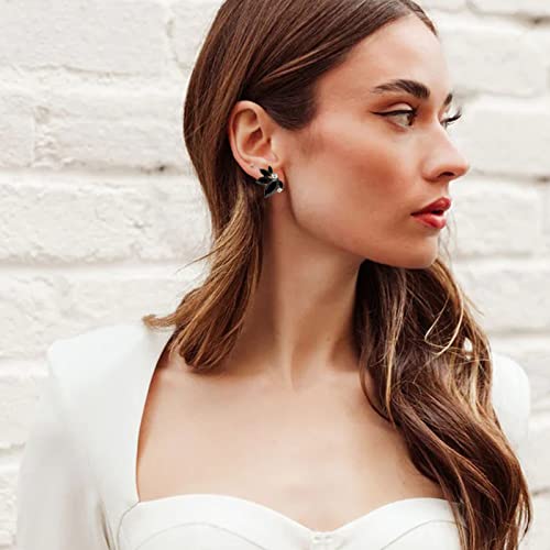 Black Crystal Stud Earrings Small Rhinestone Cluster Earrings Cute Sparkly Earrings for Women Girls Wedding Prom Party