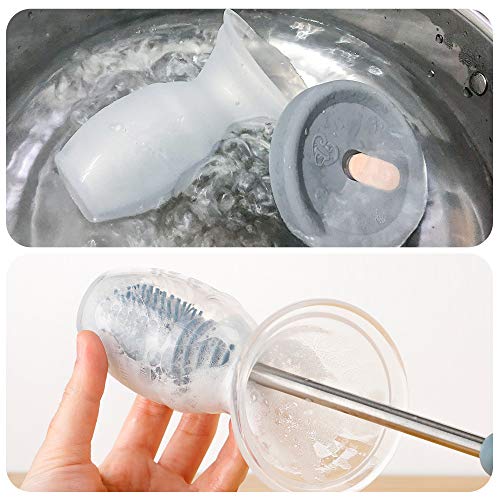 haakaa Manual Breast Pump Breastfeeding Pump 4oz/100ml+Lid Food Grade Silicone Bundle with Ladybug Silicone Milk Collector 2pk