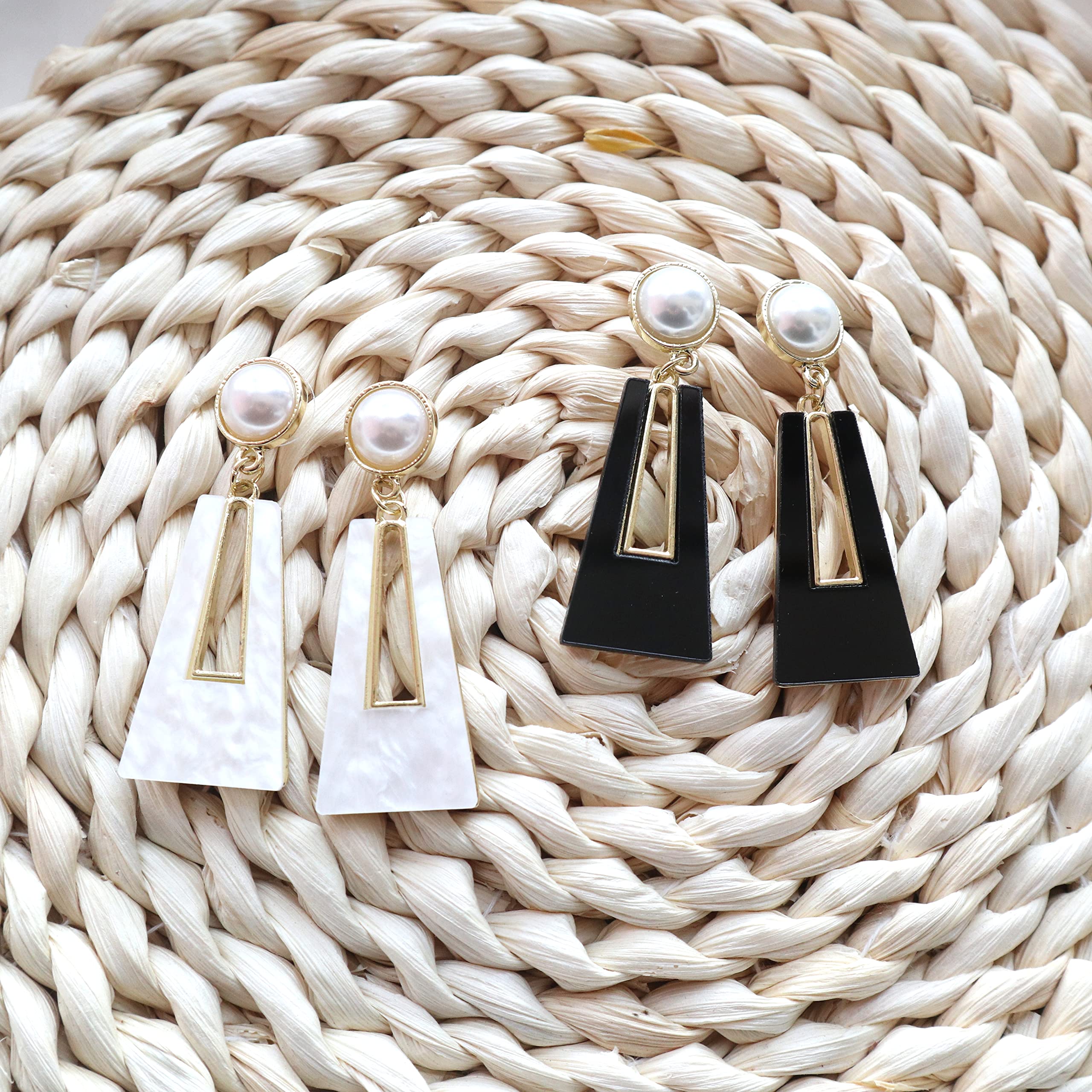 Black Dangle Earrings for Women Gold Sparkly Geometric Drop Statement Fashion Jewelry