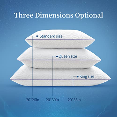 MOLCLCUY Memory Foam Pillows Standard Size Set of 2 Adjustable Cool Bamboo Pillow for Side Back Stomach Sleepers Luxury Gel Pillow with Washable Cover