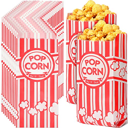 Popcorn Bags for Party, 1 Oz Paper Popcorn Bags Individual Servings Popcorn Boxes Red and White Popcorn Container Popcorn Holder for Circus Carnival Birthday Party Favor(500 Pieces)