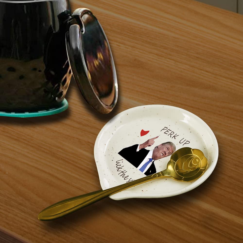Coffee Spoon Rest-Coffee Bar,Small Spoon Rest for Coffee Station,KITGUARD Spoon Rest for Coffee Station,Coffee Bar Accessories,Ceramic Coffee Spoon Rest- First I Drink the Coffee