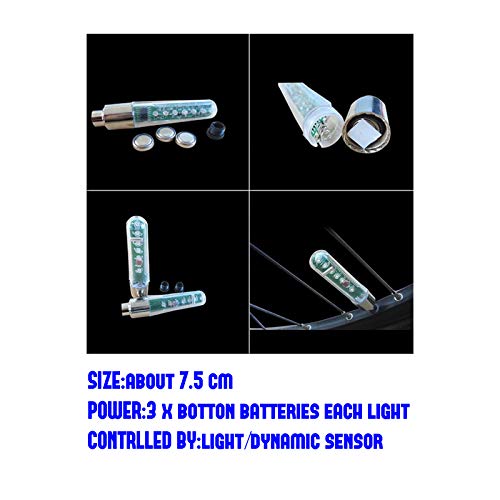 BFVV LED Bike Tire Valve Stem Light Waterproof Bicycle Wheel Neon Flashing Lamp - Vabration Sensor Cool Safe Accessories for Front & Rear Wheel 2 Pack