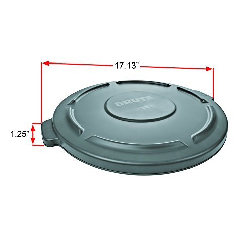 Rubbermaid Commercial BRUTE Container with Venting Channels and Lid, Gray , 10 Gallon, (FG261000GRAY & FG260900GRAY )