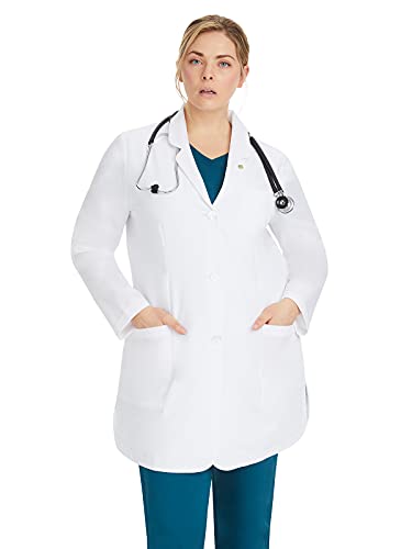 Healing Hands Lab Coat Women 4 Pocket Mid Length 5101 Fiona Womens Lab Coat The White Coat Modernist Collection White M