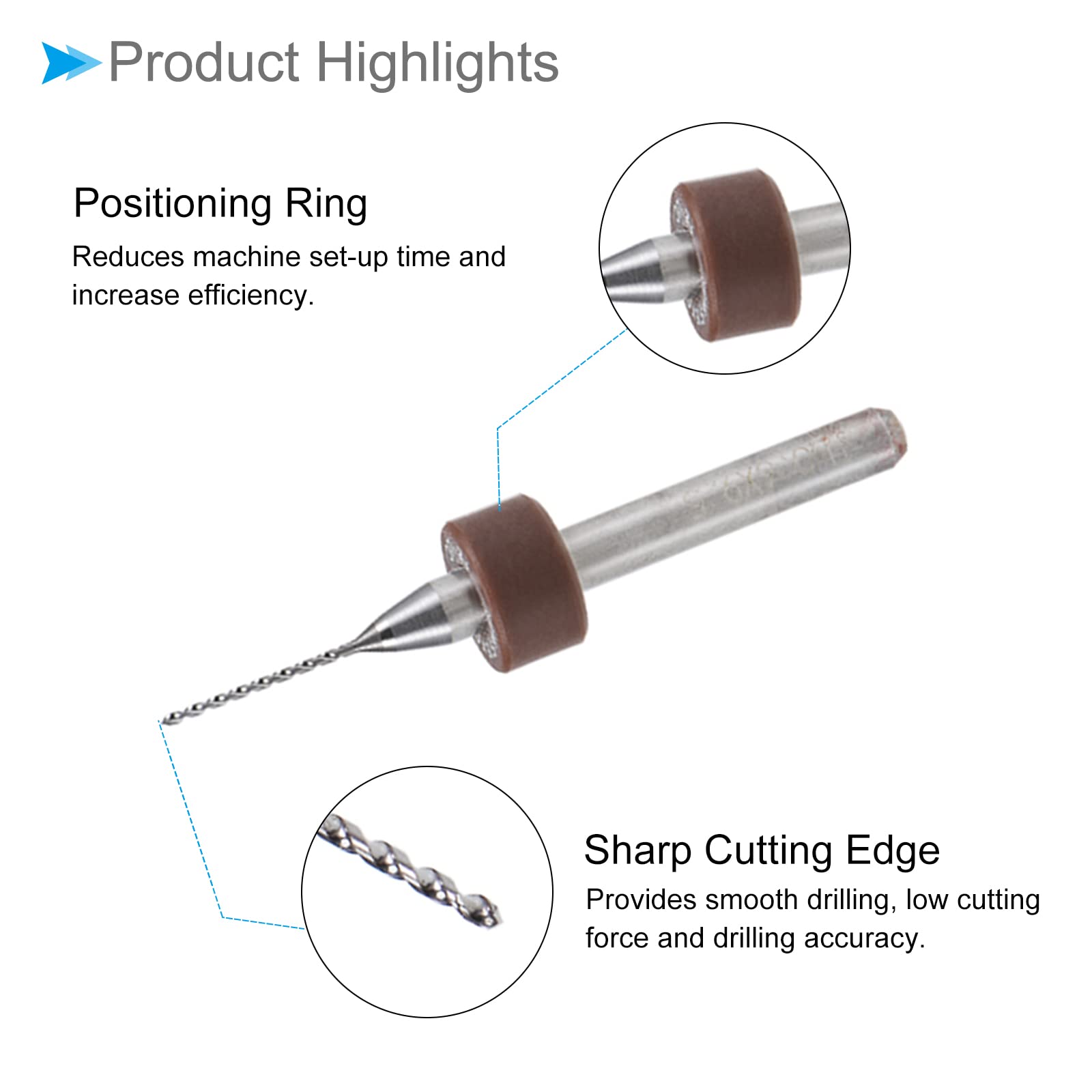 CoCud Micro PCB Drill Bits, 1/8" Shank 1.3mm Cutting Edge, Tungsten Carbide Print Circuit Board Drill Bit - (Applications: for CNC Drilling Engraving Machine), 10-Pieces