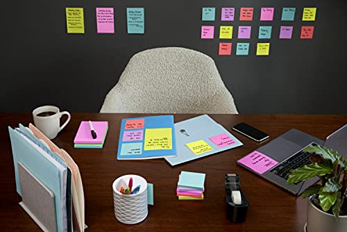 Post-it Super Sticky Notes, 3x3 in, 6 Pads, 2x the Sticking Power, Supernova Neons, Neon Colors, Recyclable (654-6SSMIA)