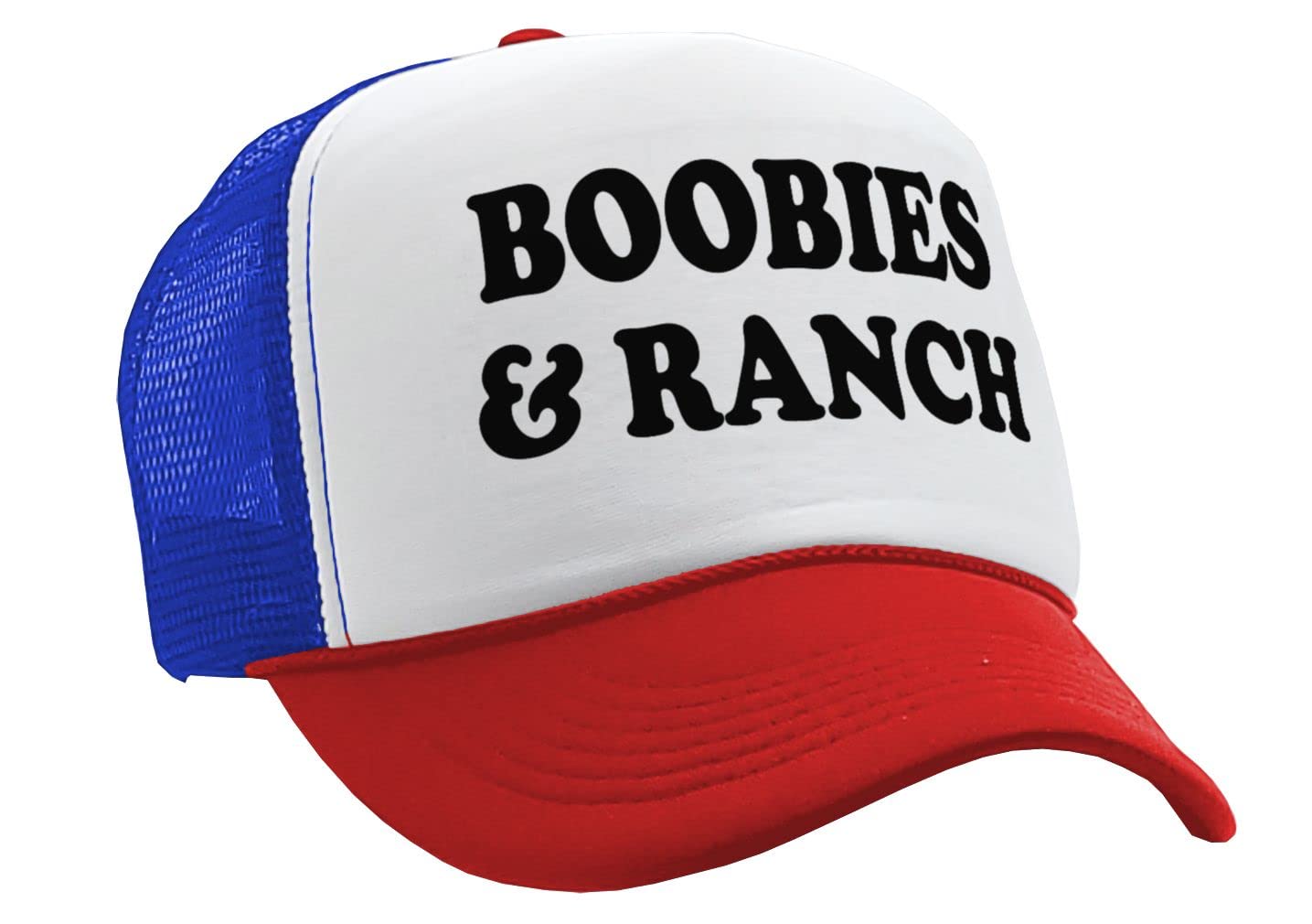 Boobies and Ranch - Vintage Retro Style Trucker Cap Hat (R W B)