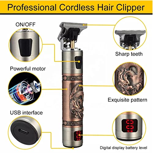 CIBEL Hair Clippers Zero Gapped Cordless Hair Trimmer Haircut & Grooming Kit Rechargeable LED Display Skull Ornament