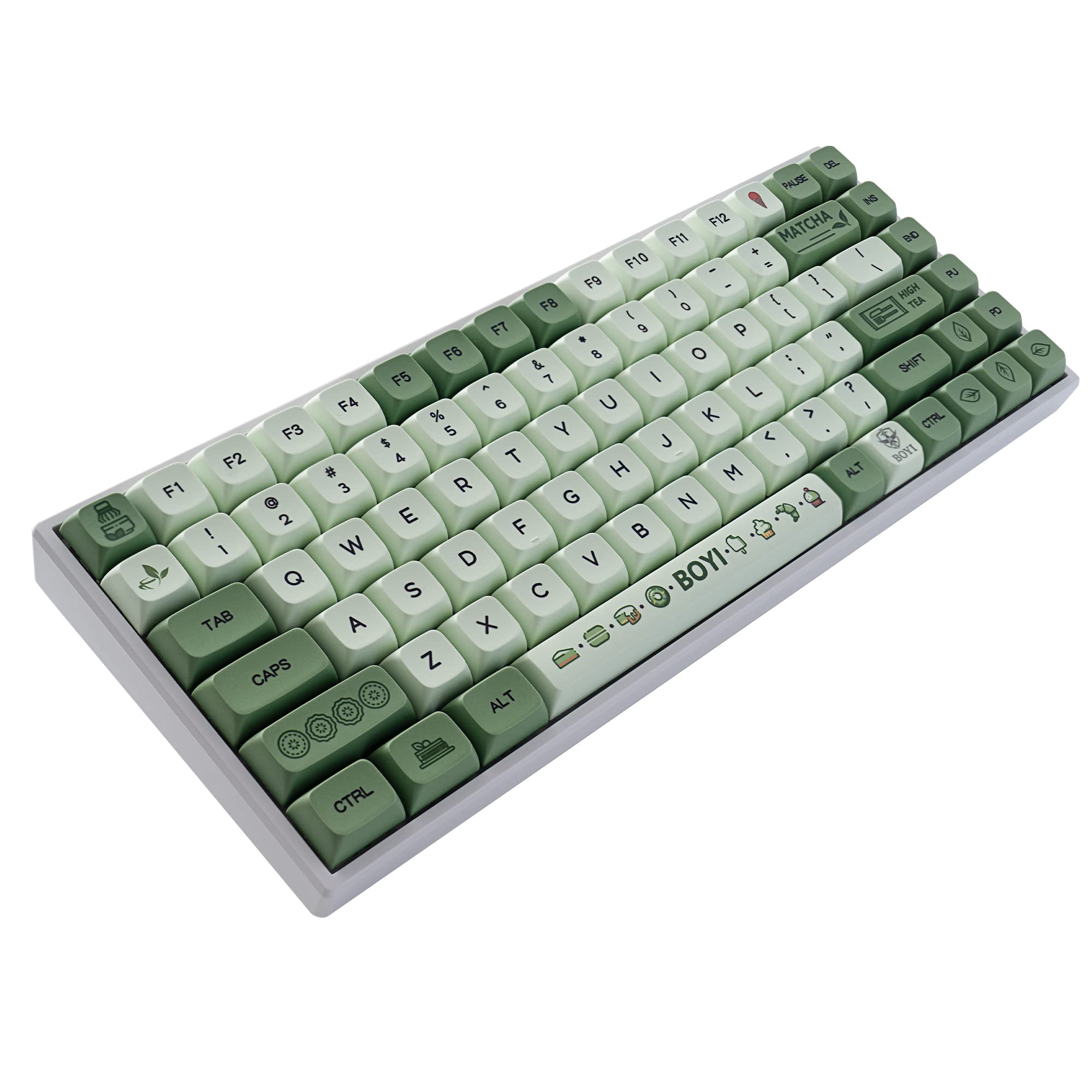 BOYI KD84 Hot Swappable 75% Compact Gateron Yellow Switch Keyboard, Bluetooth 5.0/Wireless 2.4G/Wired Type-C Tri-Mode N-Key Rollover RGB Mechanical Gaming Keyboard (BOYI Matcha XDA Keycaps)