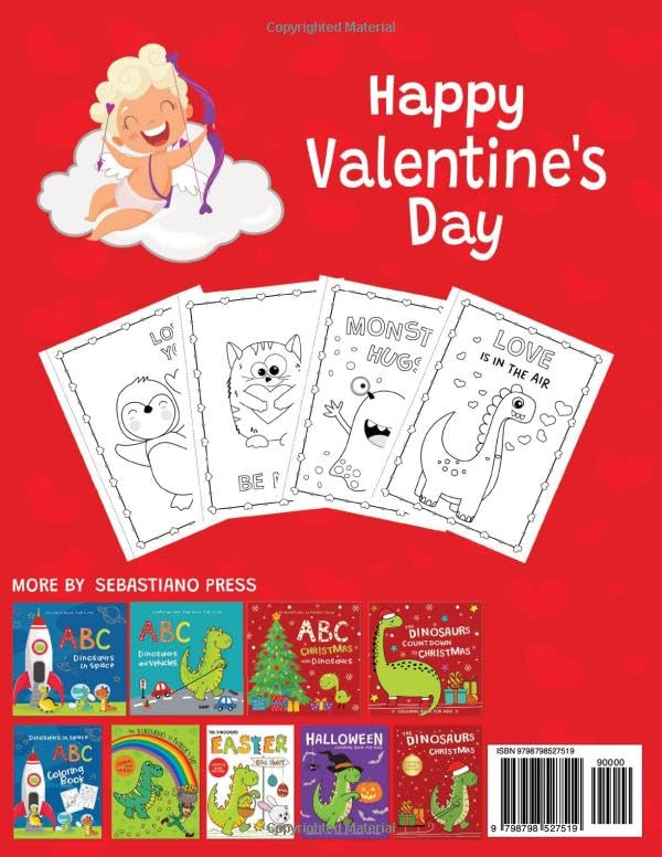 Valentine's Day Coloring Book for Kids | Dinosaurs Cute Monsters and More!: Gift for Toddlers and Preschoolers