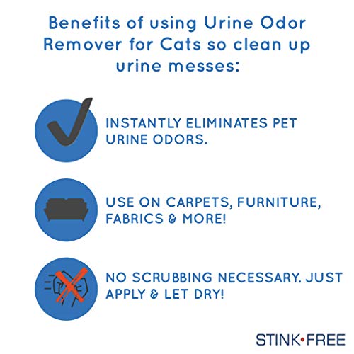 Stink Free Instantly Urine Odor Remover & Eliminator for Cat Urine, Oxidizer Based Urine Cleaner for Carpets, Rugs, Mattress, etc. 128 Oz (1 Gallon)