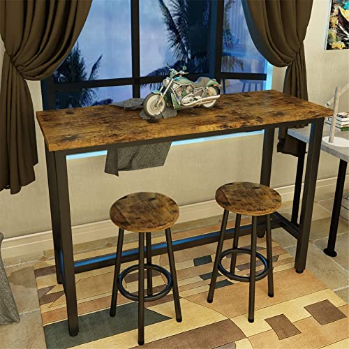 DKLGG Small Bar Table with Stools, Rectangle Bar Table and Chairs Set, Counter Height Tabletop for Breakfast Restaurant Dinner Living Party Room Small Space, 3-Piece Pub Dining Furniture, Bistro Set