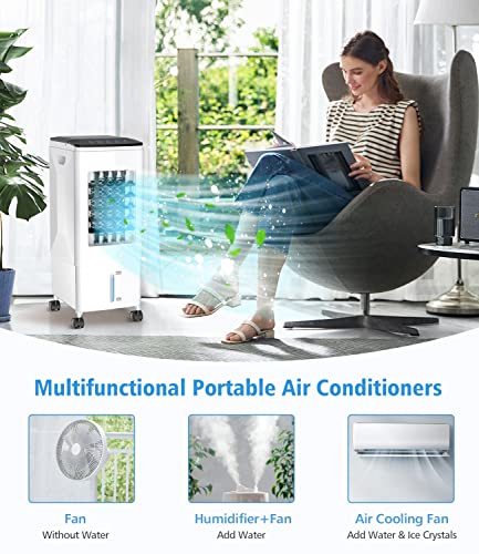 Portable Air Conditioners, Air Conditioner Portable, 3-In-1 Air Conditioners with 3 Wind Speeds & Remote Control, 60°Rotation, Air Conditioner Portable for Room Office Home