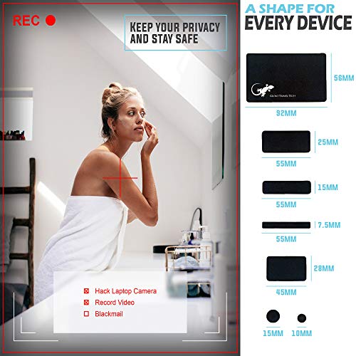Webcam Covers - Laptop Webcam Cover - Tablet Webcam Covers - Smart TV & for Every Size Webcam on Any Device - Reusable/Multi-use β Protect Your Privacy with Gecko - Black