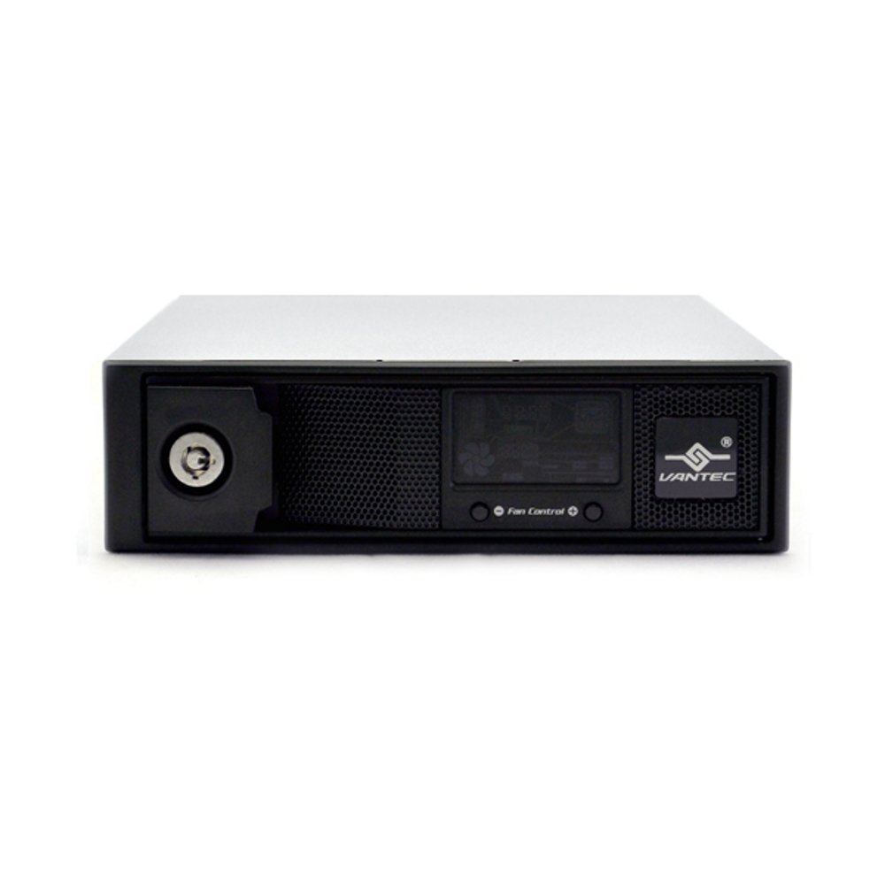 Vantec EZ Swap 4 3.5-Inch Aluminum Removable Trayless SATA Hard Drive Rack with LCD and Fan MRK-401ST-BK (Black)