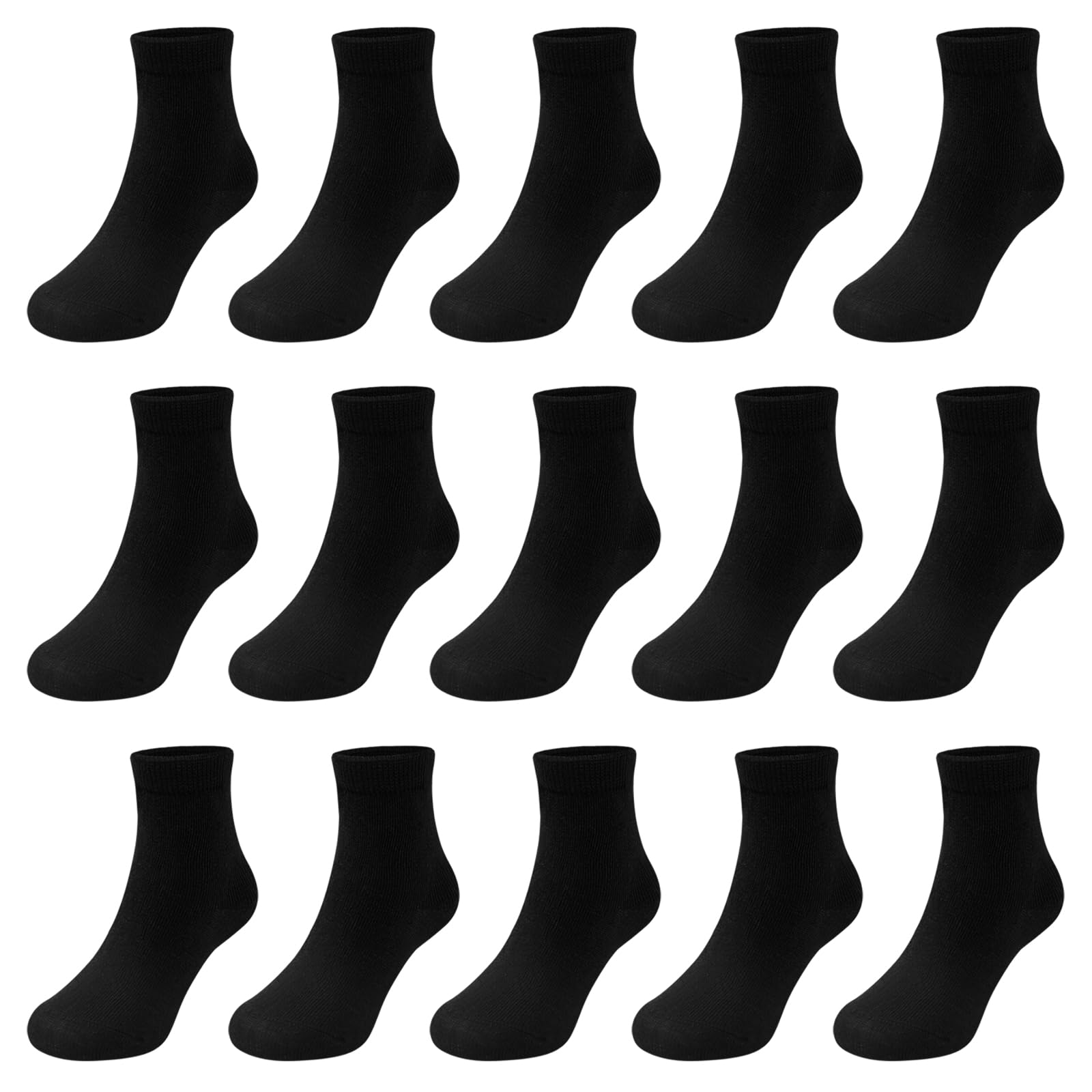 BOOPH 15 Pack Boys Girls Crew Socks Kids Athletic Ankle Socks Multi3 10-14 Years