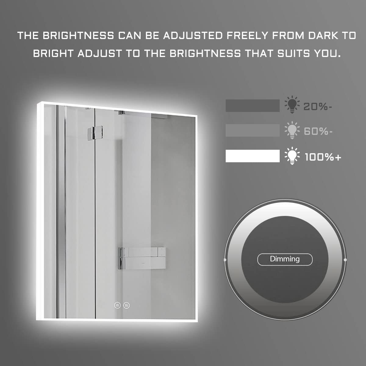BHBL Lighted Bathroom Mirror 40 x 24 Inch Bathroom Mirrors for Wall,Led Bathroom Mirror with Touch Button,Anti-Fog,Dimmable(Horizontal/Vertical) Wall Mounted Vanity Mirror(CK010-G)