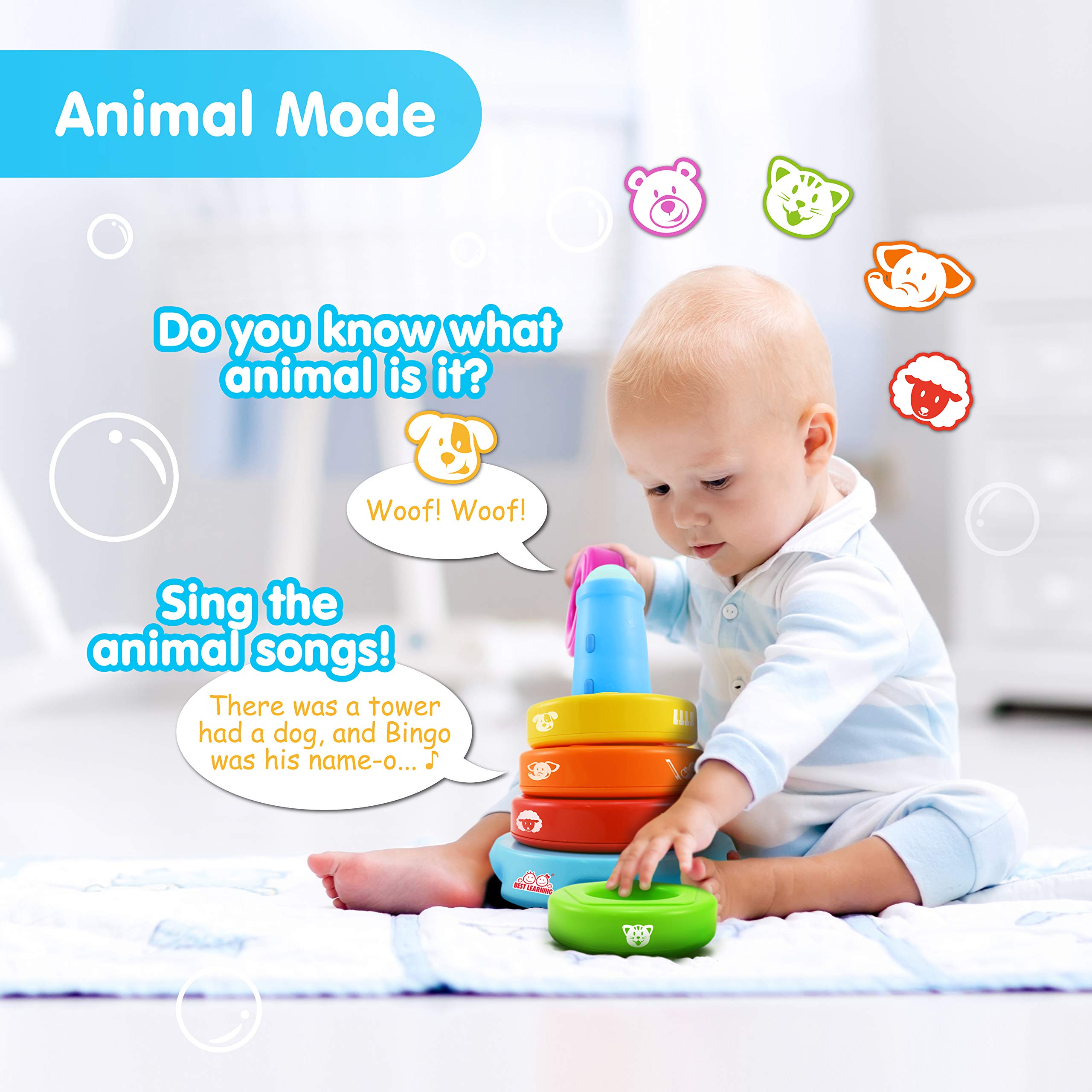 BEST LEARNING Stack & Learn - Developmental Educational Activity Stacking Toy for Infants Babies Toddlers for 6 or 9 Month Old Baby Toys and Up | First 1 Year Boy Girl Gifts for Birthday