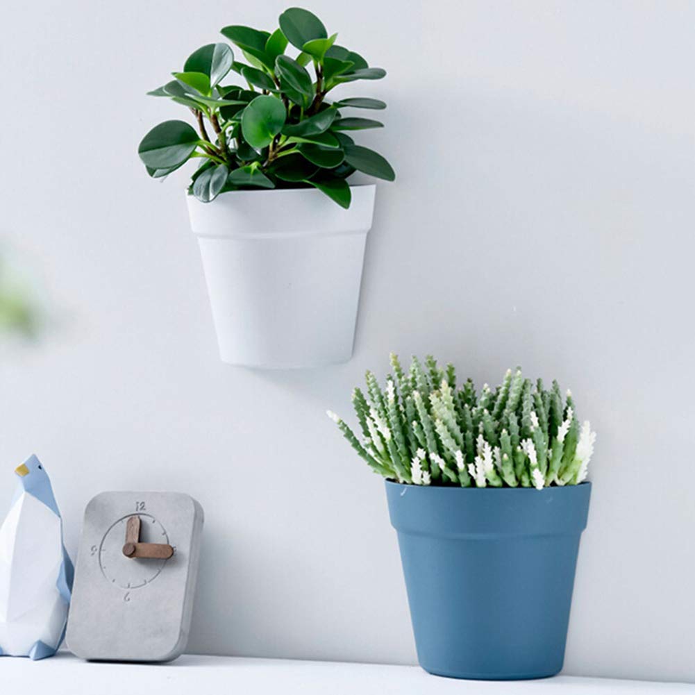 Difcuy Flower Pot,Semicircle Plant Bonsai Flower Pot Planter Bucket Wall Mount Office Home Decor Garden Tools Blue