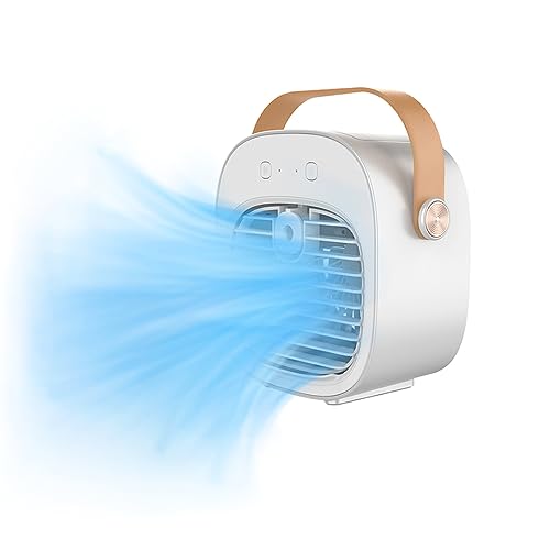 Gootu Portable Air Conditioner，6000mAh Mini Air Conditioner Fan，USB Rechargeable Personal Air Conditioner，3 Speed Quiet Air Cooler for Bedroom，Office，Car，Travel & Indoor & Outdoor Activities.(White)